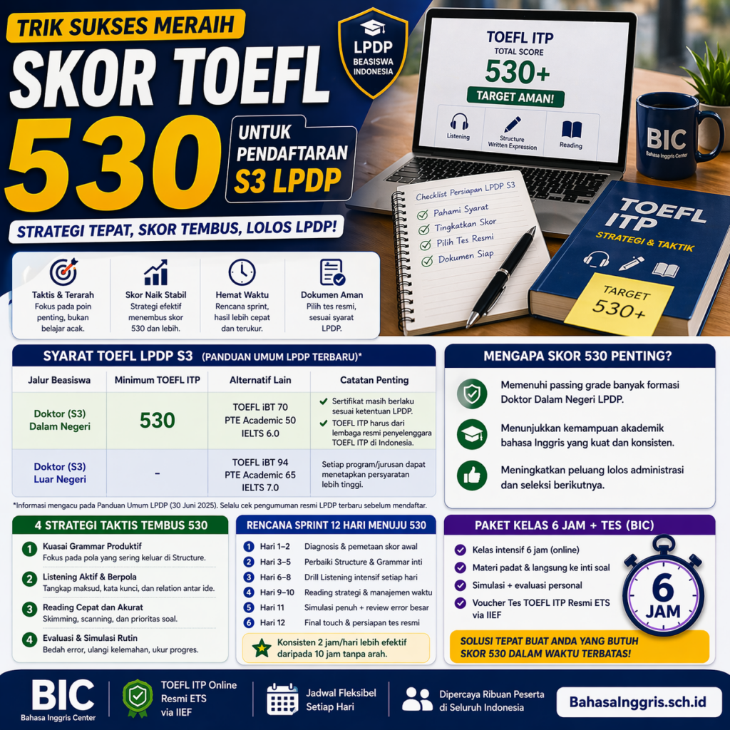 Syarat TOEFL LPDP S3 - BIC